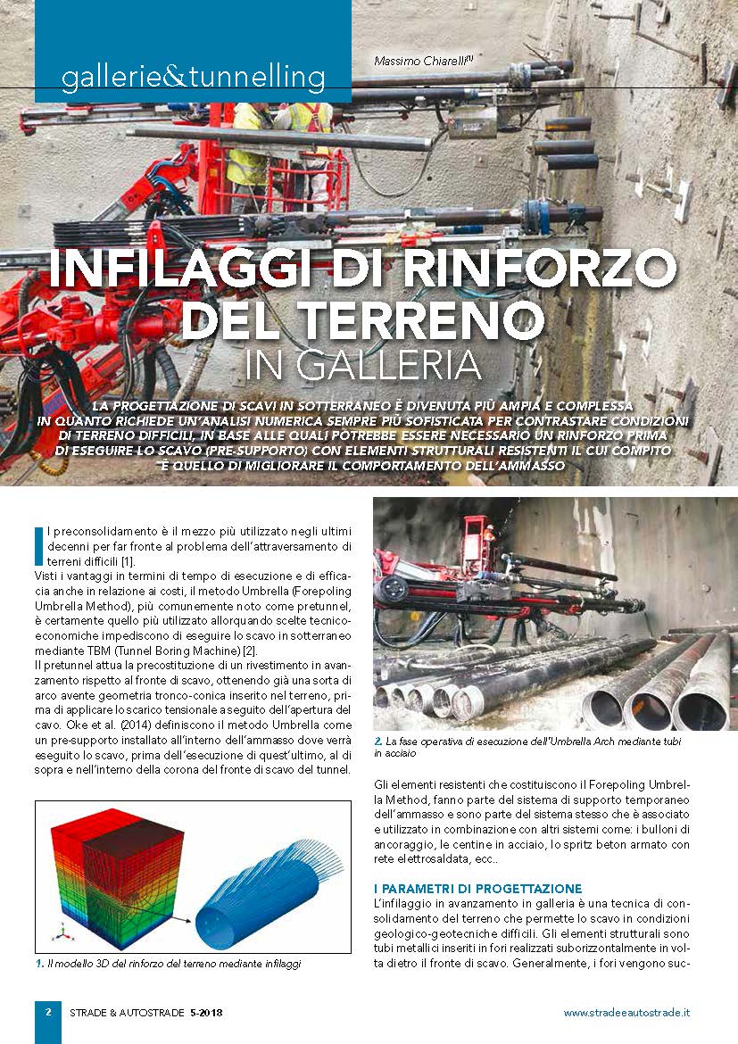 Infilaggi di rinforzo del terreno in galleria - Ing. Massimo CHIARELLI